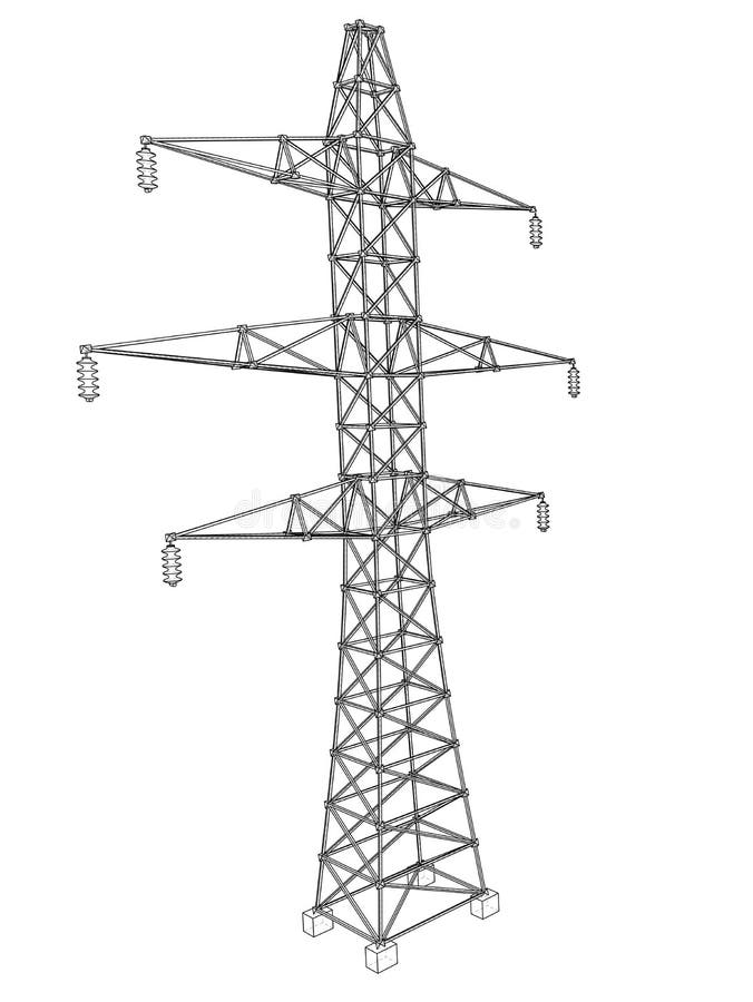 Electric Pylon or Electric Tower Concept. Vector Stock Vector ...