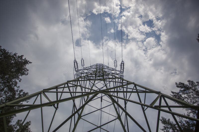 Electric Pylon with Fluffy Clouds Stock Image - Image of pylons ...