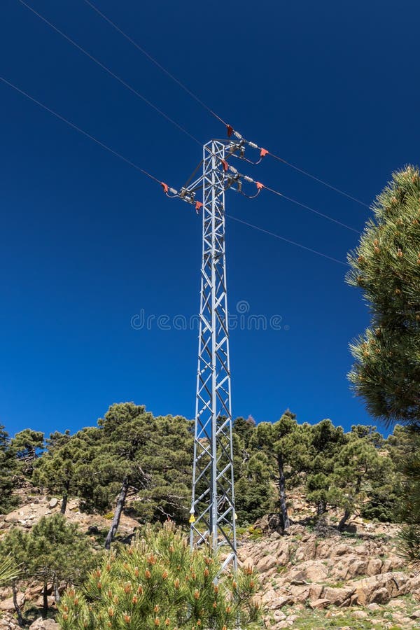 Electric pylon stock image. Image of highvoltage, industrial - 208819215