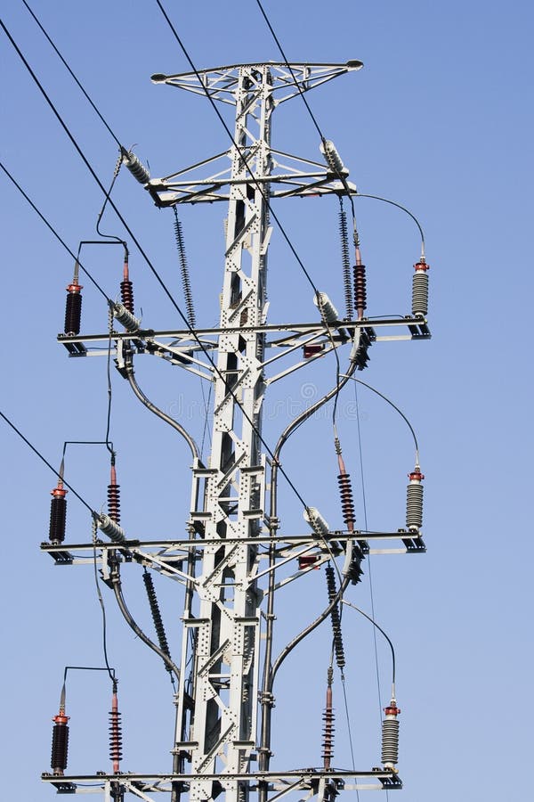 Concrete Electrical Power Line Utility Pole with Ceramic Insulators and ...