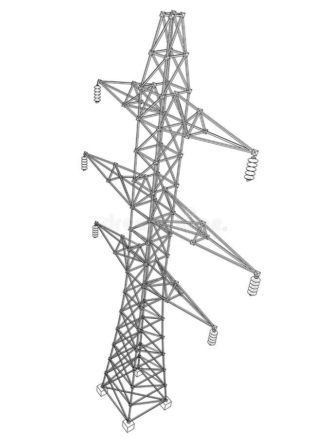 Electric Pylon or Electric Tower Concept Stock Illustration ...