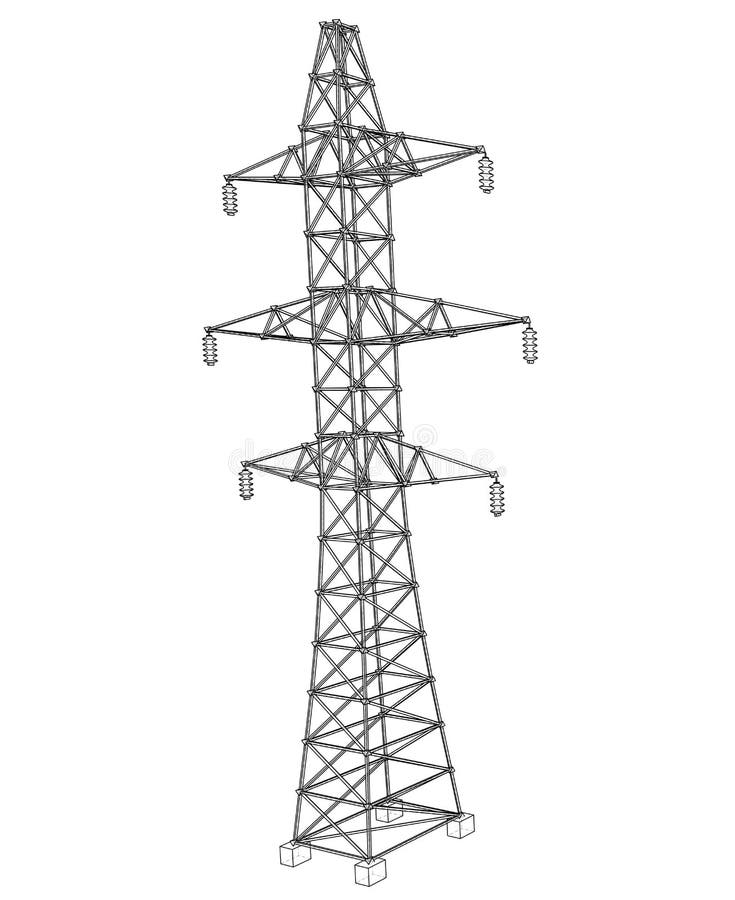 Electric Pylon or Electric Tower Concept Stock Illustration ...