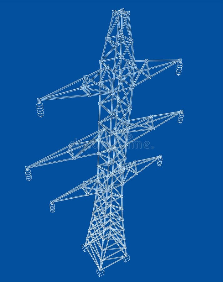 Electric Pylon or Electric Tower Concept. Vector Stock Vector ...