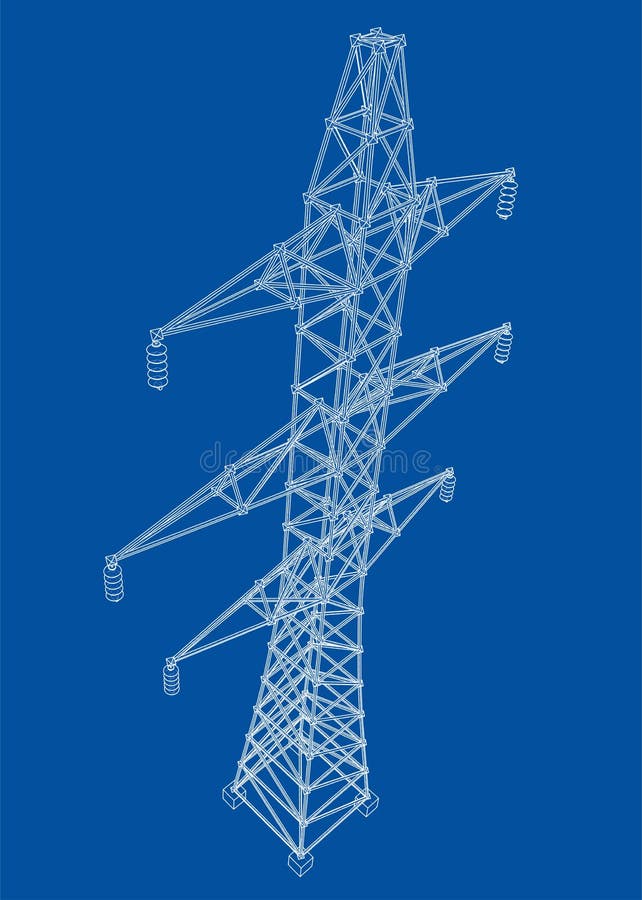 Electric Pylon or Electric Tower Concept. Vector Stock Vector ...