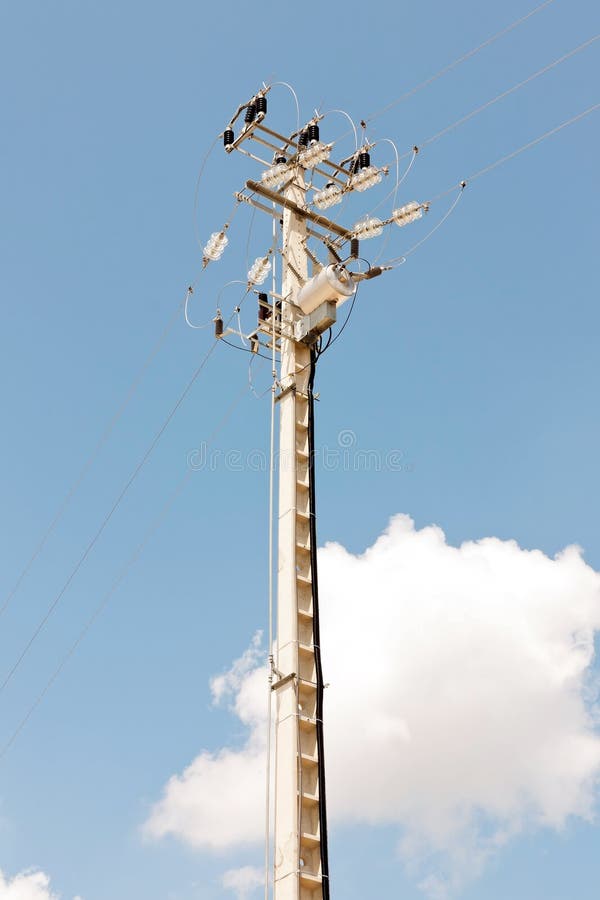 Electric Pylon with Transformer Stock Image - Image of frame, metal ...
