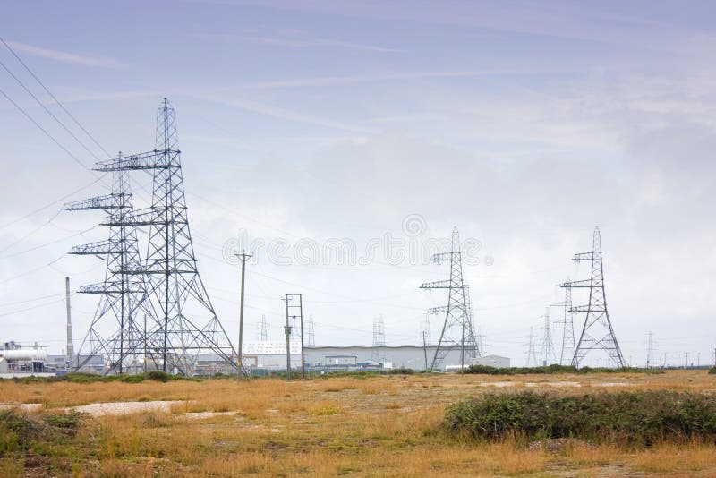 Electric pylons stock photo. Image of structure, countryside - 15634752