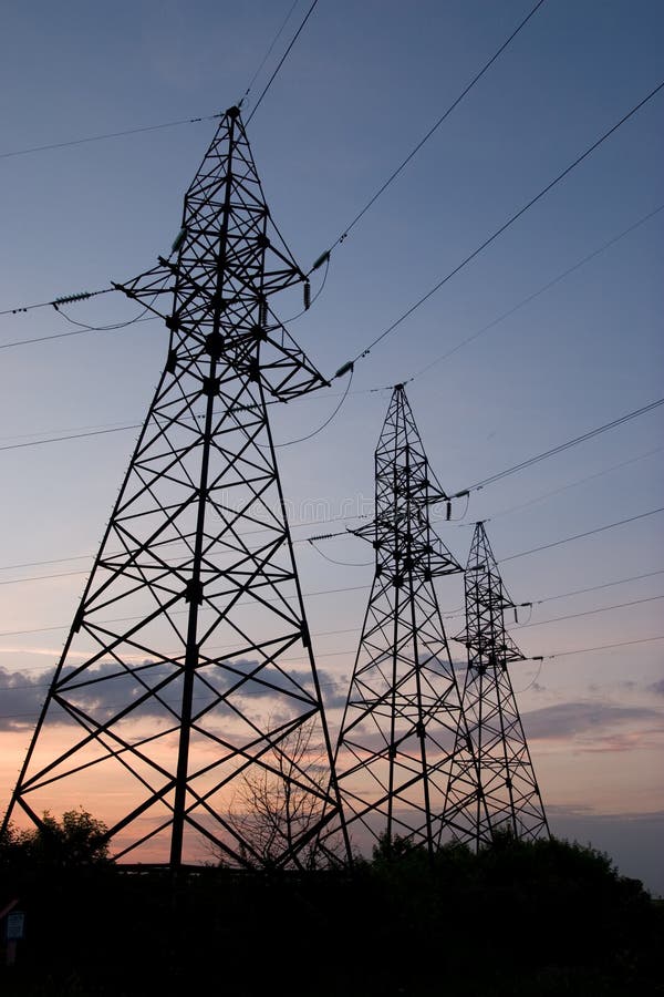 Electric Pylons with Cables Stock Photo - Image of electrical, cable ...