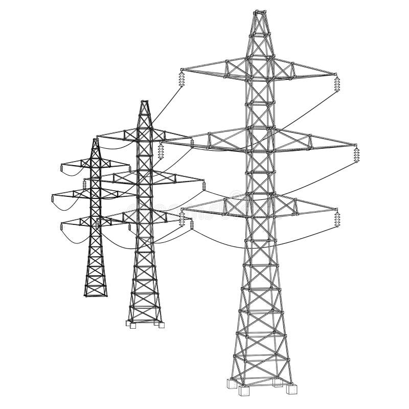 Electric Pylons or Electric Towers Concept. Vector Stock Vector ...