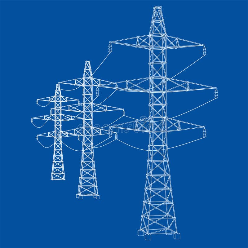 Electric Pylons or Electric Towers Concept Stock Illustration ...