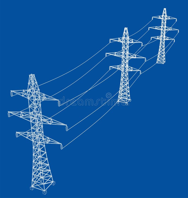 Electric Pylons or Electric Towers Concept Stock Illustration ...