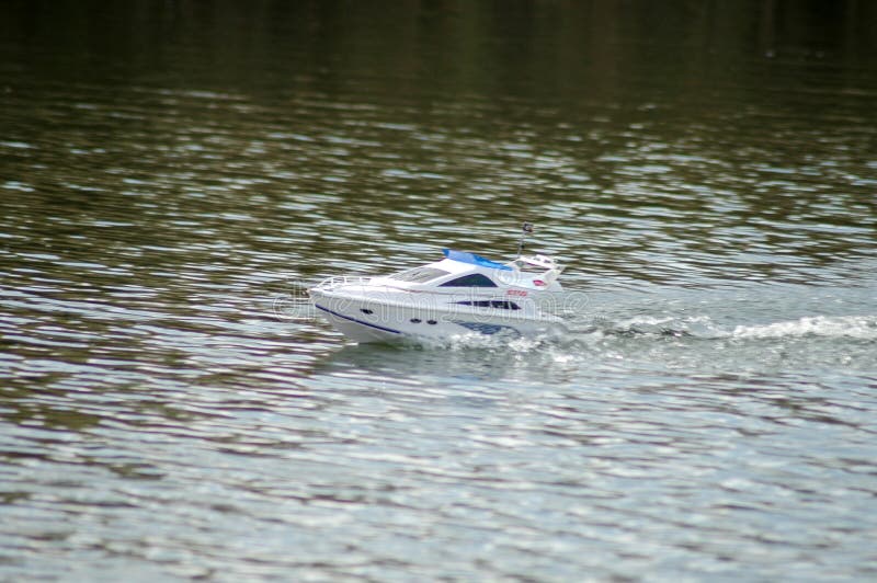 Electric Radiocontrolled Model Boat Stock Photo - Image of kiddy ...
