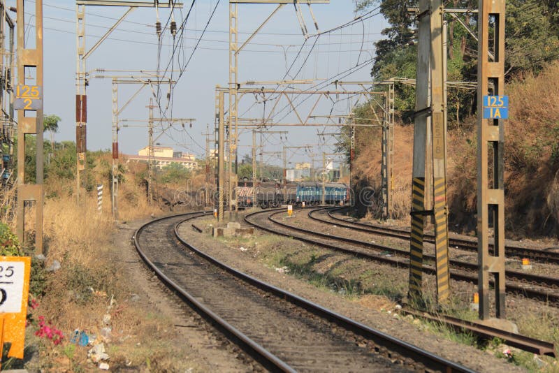Electric Railway Tracks Train Stock Image - Image of approaching ...
