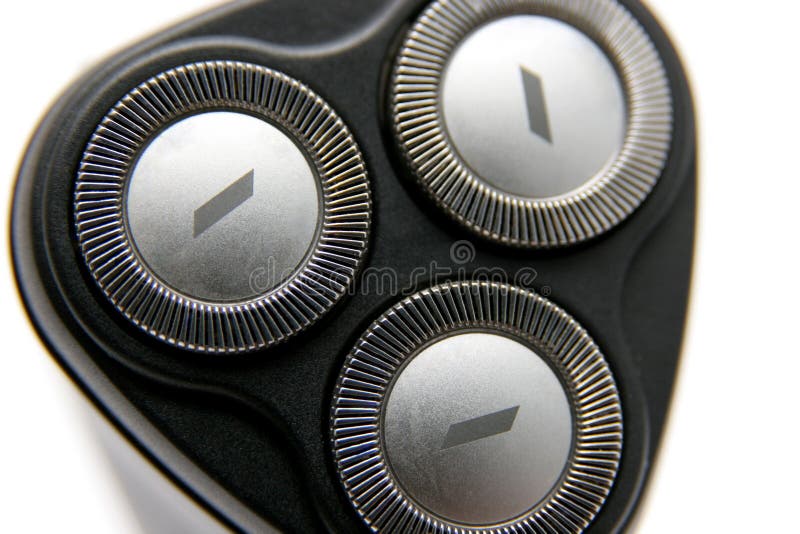 Man With Electric Razor Shaving Face In Bathroom. Men Grooming Stock ...