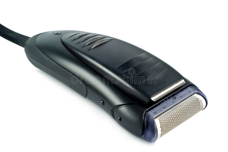 Man with Electric Razor Shaving Face in Bathroom. Men Grooming Stock ...