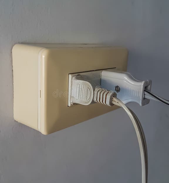 Electric Receptacle in Use. Stock Photo - Image of double, current ...