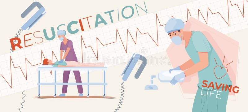 Electric Resuscitation Flat Collage Stock Vector - Illustration of ...