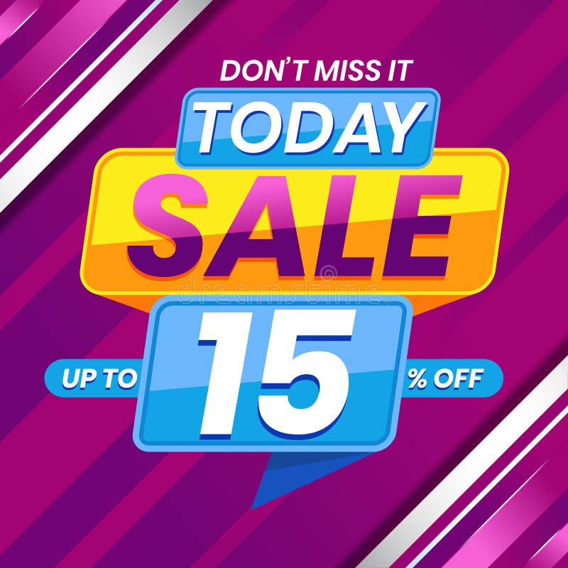 Modern Colorful Flash Sale 15 Percent Advertising Banner Vector Stock ...