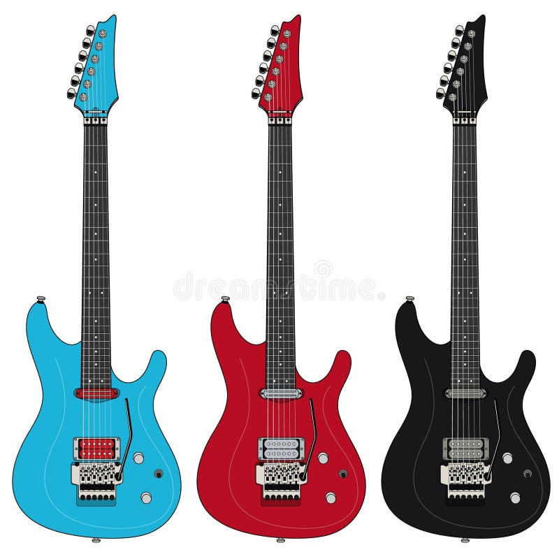 Electric Rock Guitar Vector Illustration with Simple Color Edit Stock ...