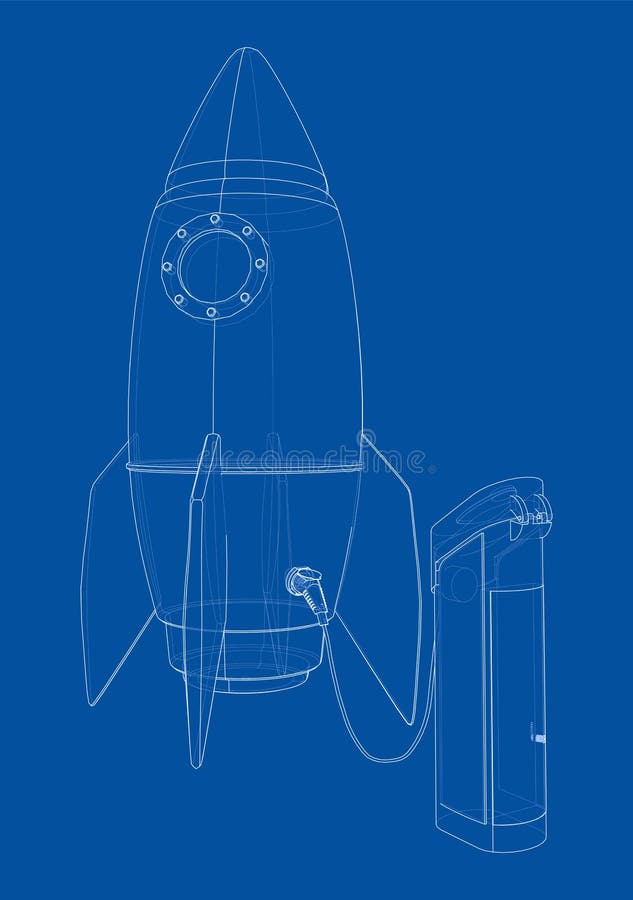 Electric Rocket Charging Station Sketch Stock Illustration ...