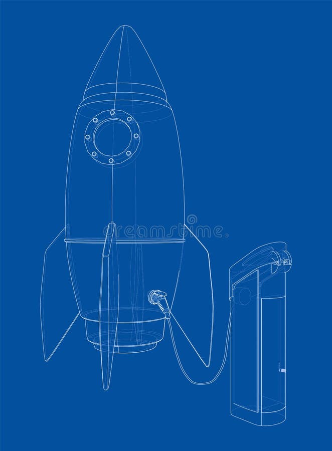 Electric Rocket Charging Station Sketch Stock Illustration ...