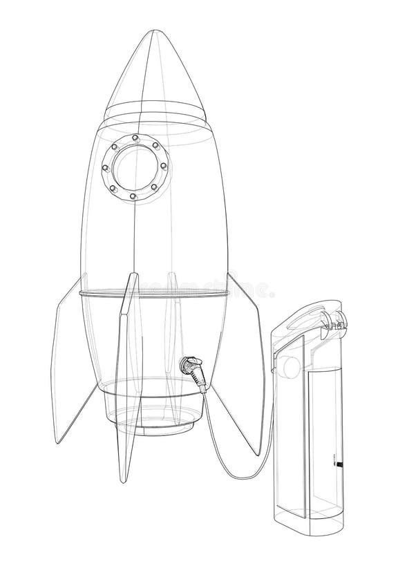 Electric Rocket Charging Station Sketch. Vector Stock Vector ...