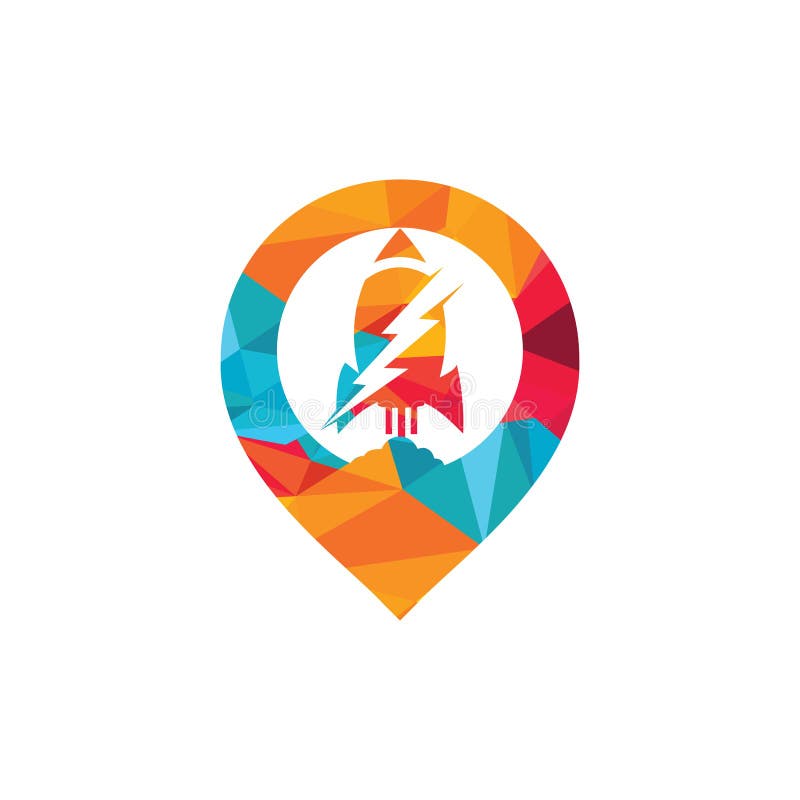 Rocket with Thunderbolt and Pin Logo Design. Stock Vector ...