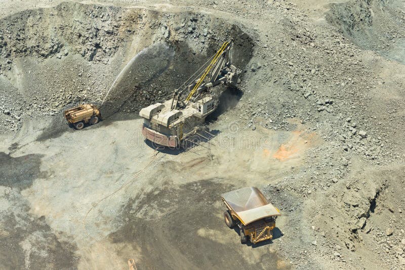 Electric Rope Shovel Loading a Dump Truck Stock Photo - Image of mining ...