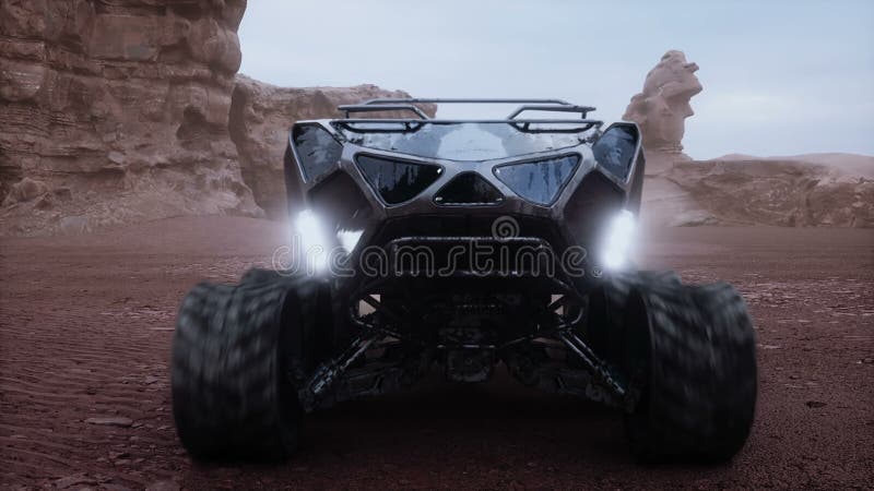 Electric Rover on Alien Planet. Mars Surface. Realistic 4k Animation ...