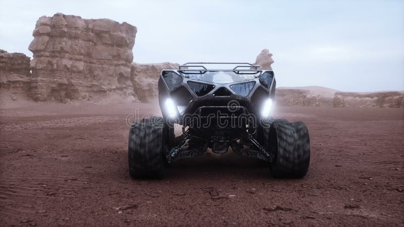 Electric Rover on Alien Planet. Mars Surface. Realistic 4k Animation ...