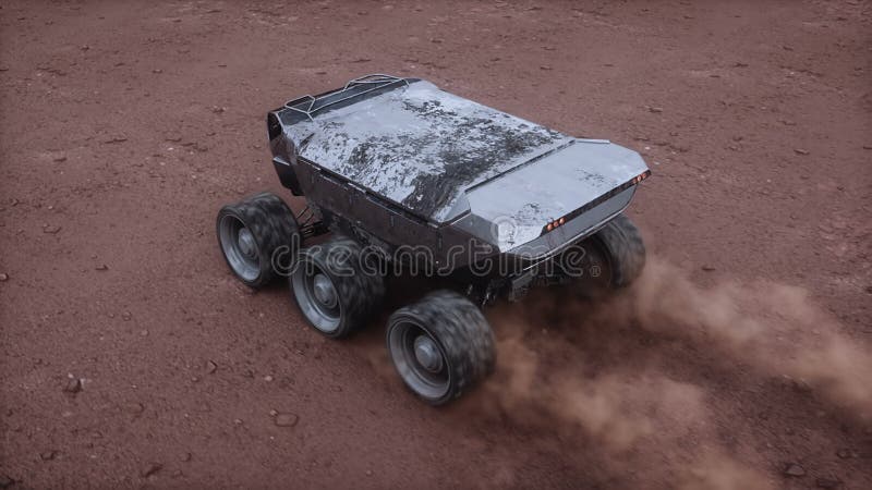 Electric Rover on Alien Planet. Mars Surface. Realistic 4k Animation ...