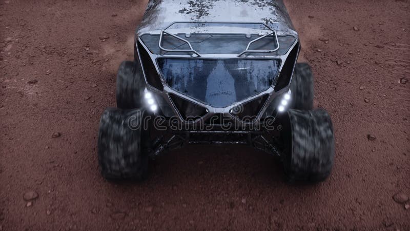 Electric Rover on Alien Planet. Mars Surface. Realistic 4k Animation ...