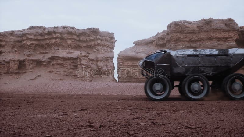 Electric Rover on Alien Planet. Mars Surface. Realistic 4k Animation ...