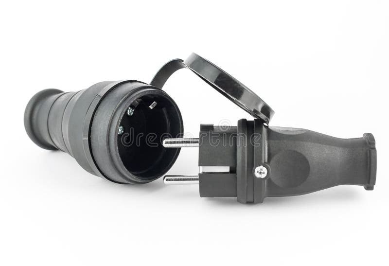 Electric Rubber Plug with Socket Stock Image - Image of current ...