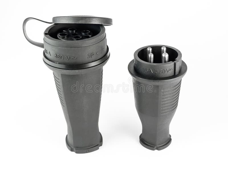 Electric Rubber Plug with Socket Stock Image - Image of current ...