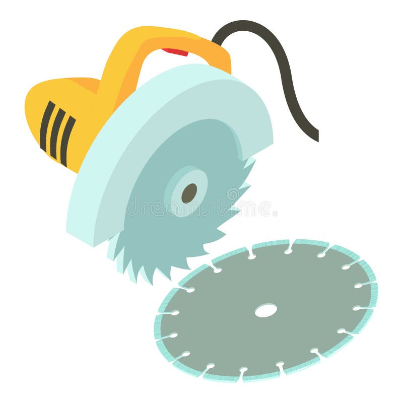 Electric Saw Icon Isometric Vector. Yellow Electric Saw and Diamond ...