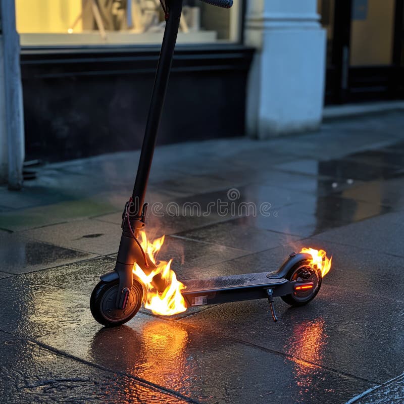 Electric Scooter Battery Burning Stock Image - Image of burn, biker ...