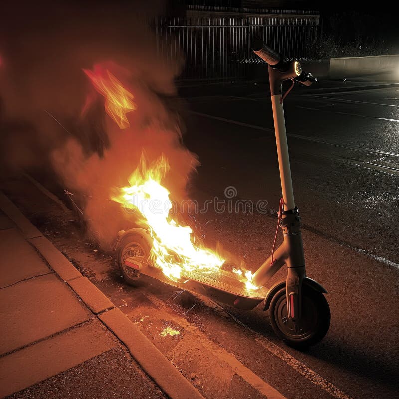 Electric Scooter Battery Burning Stock Image - Image of transport ...