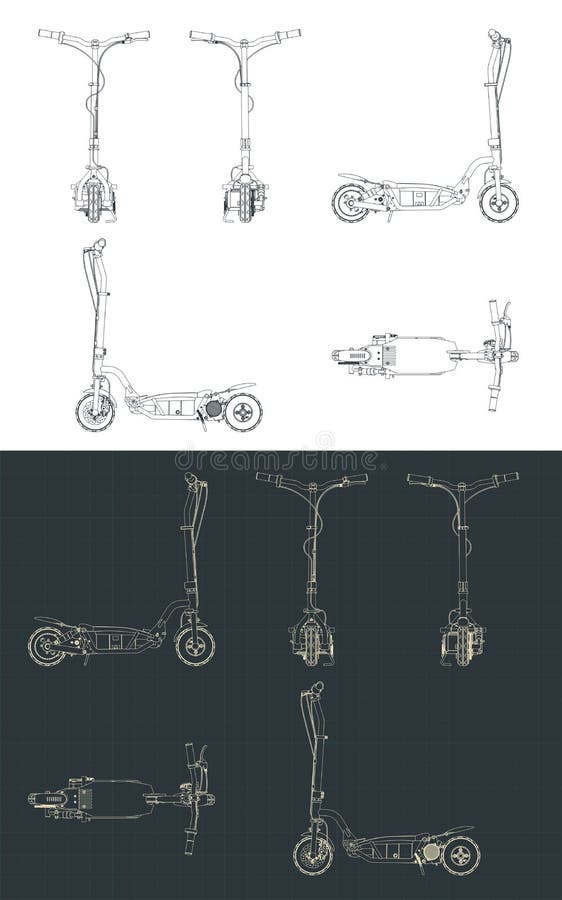 Electric Scooter Blueprints Stock Vector - Illustration of move, charge ...