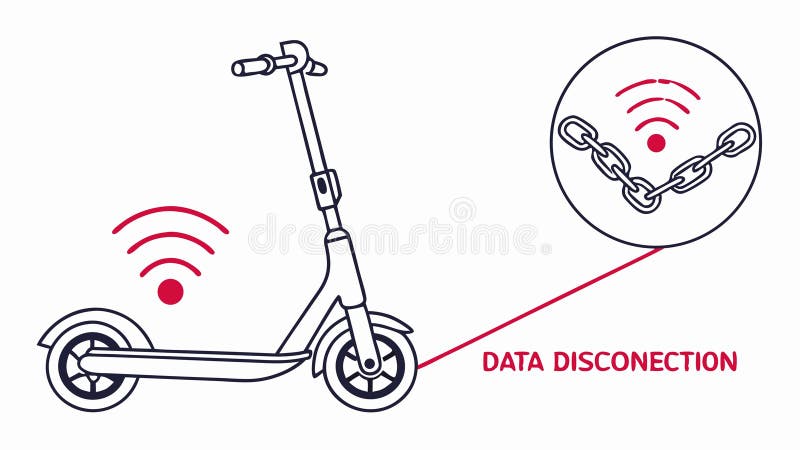 Electric Scooter with Data Disconnection, Indicating Network Issues ...