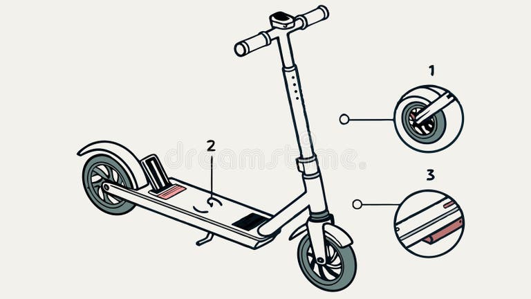 Electric Scooter with Exploded View, Components, Vector Design ...