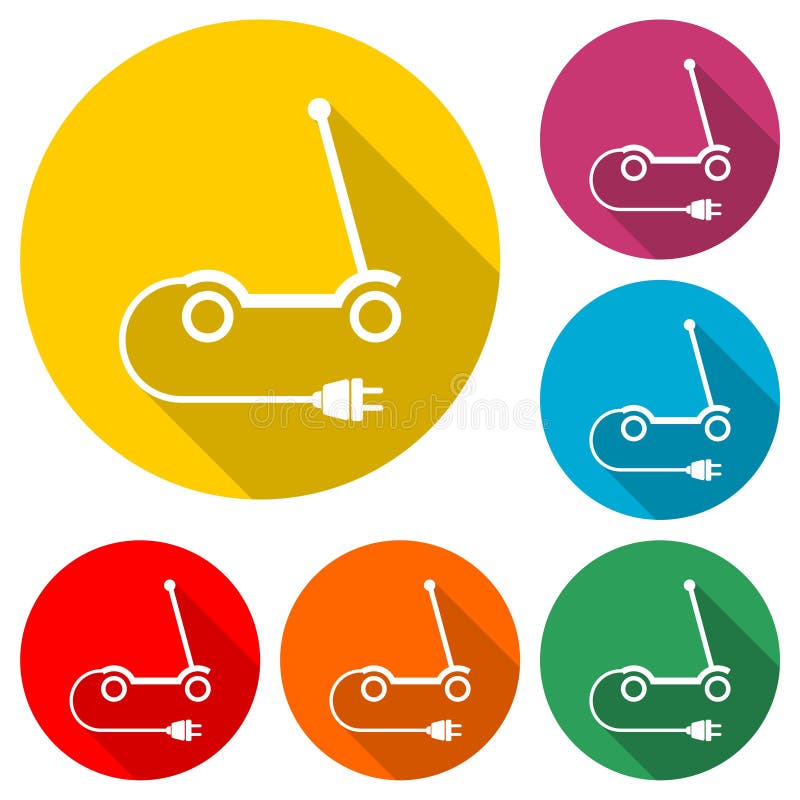 Electric Scooter Icon with Long Shadow Stock Vector - Illustration of ...