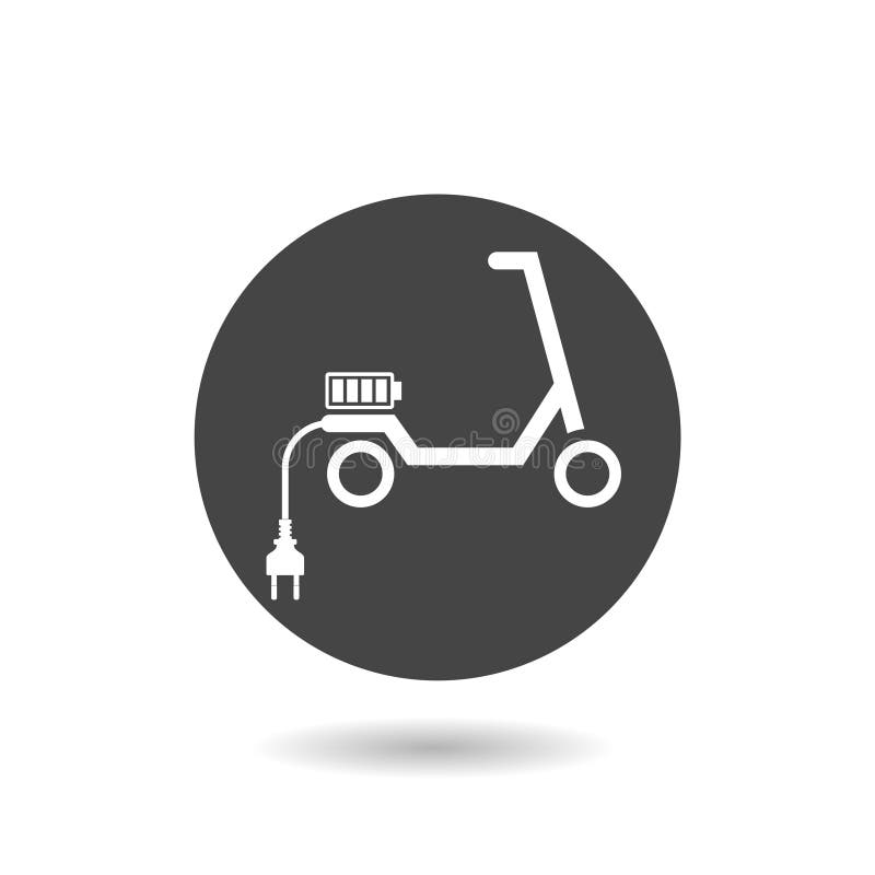Electric Scooter Icon with Shadow Stock Vector - Illustration of ...