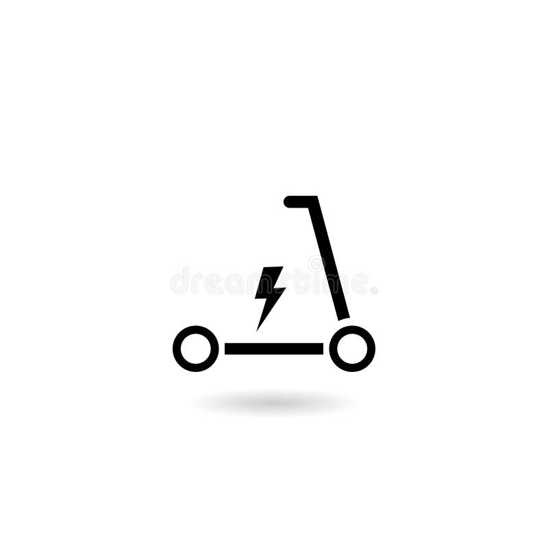 Electric Scooter Icon with Shadow Stock Vector - Illustration of ride ...