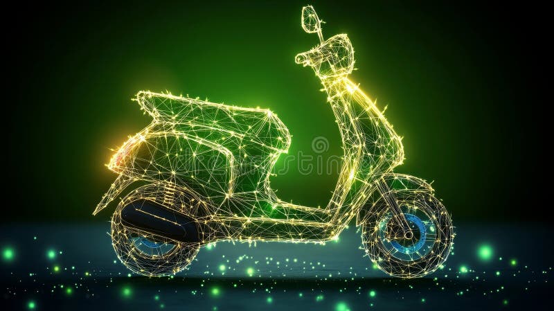 Electric Scooter Technology Background, Urban Mobility, Connected Dots ...