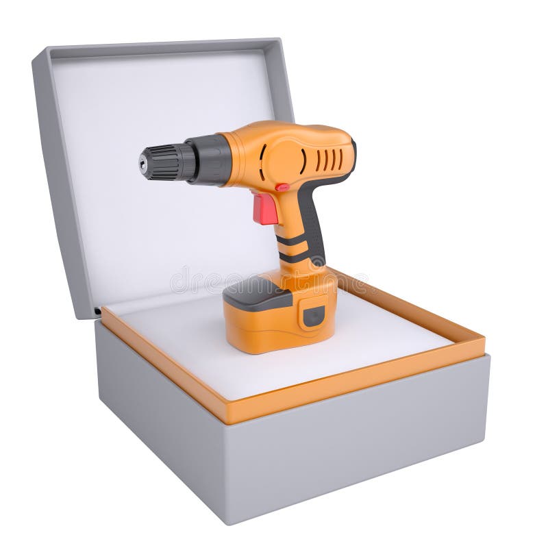 Electric Screwdriver in Open Gift Box Stock Illustration - Illustration ...