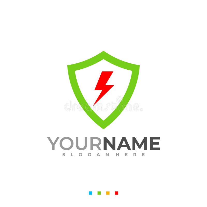 Electric Security Logo Concept. Flash Thunderbolt Shield Vector Logo ...
