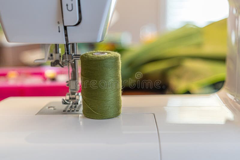 Electric Sewing Machine Needle with Spools of Thread Stock Image ...