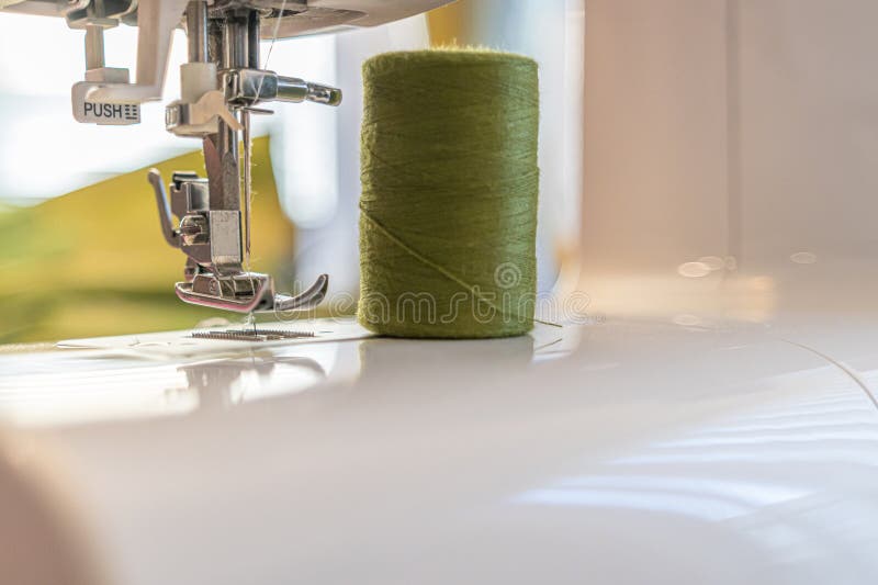 Electric Sewing Machine Needle with Spools of Thread Stock Photo ...