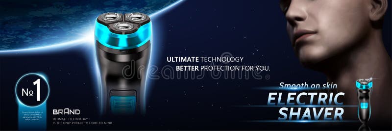 Electric shaver banner ads stock vector. Illustration of shaver - 282910653