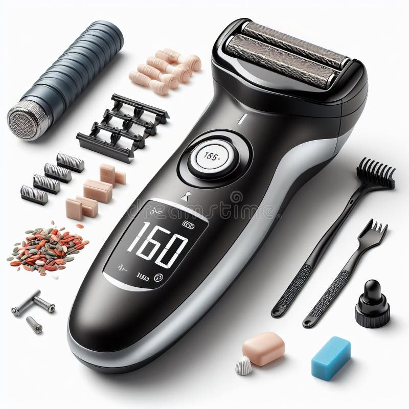 Electric Shaver with a Flat Handle and Ergonomic Design, Isolat Stock ...